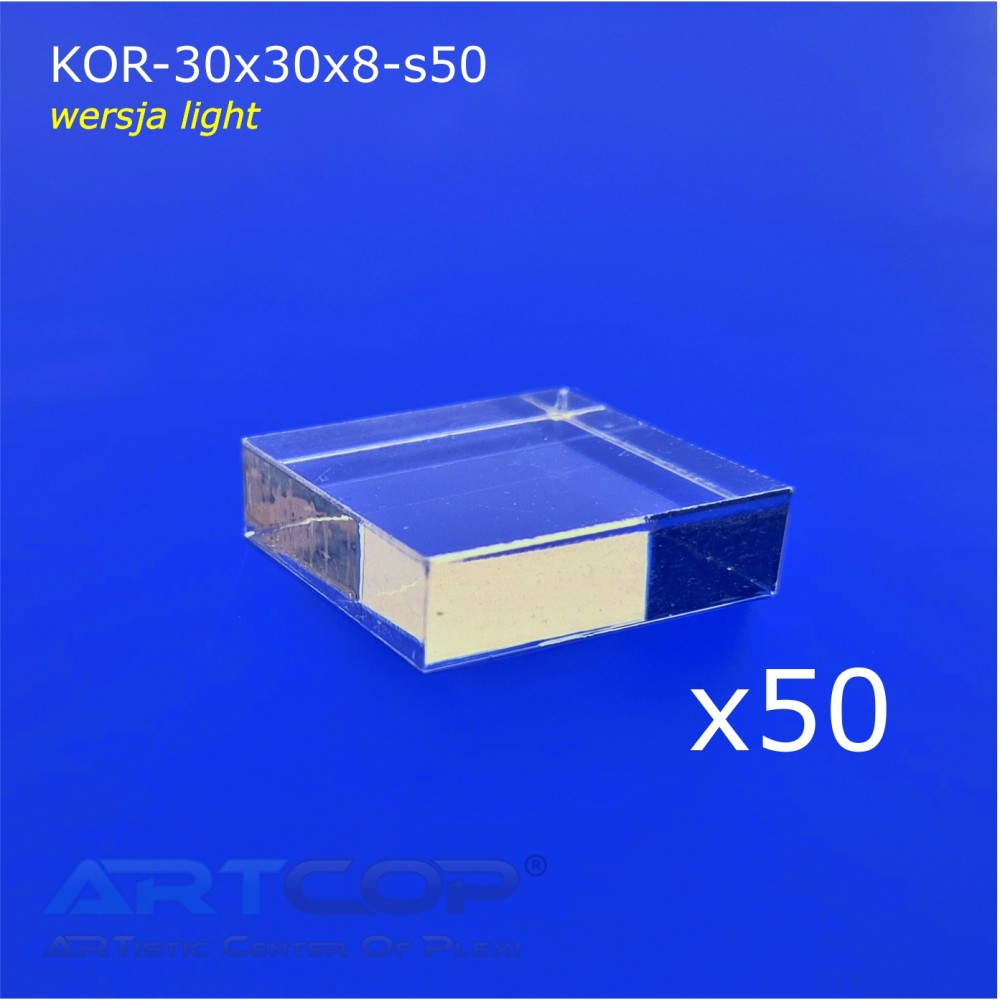 Kor-30x30x8 kostka z plexi - Strona ostre rogi - 50 sztuk podstawka pod ...